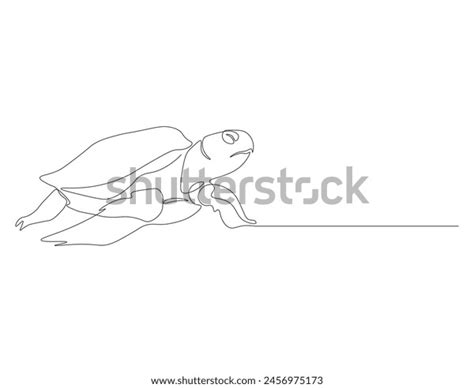 Continuous Line Drawing Sea Turtle One Stock Vector Royalty Free