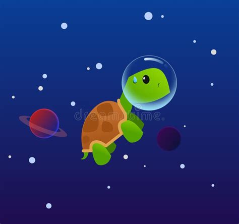 Little Turtle Went Into Space Stock Vector Illustration Of Amphibian Poster 269108691