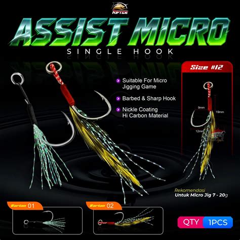 Jual Micro Assist Hook Firelock Micro Single Hook Suitable For Jig 7
