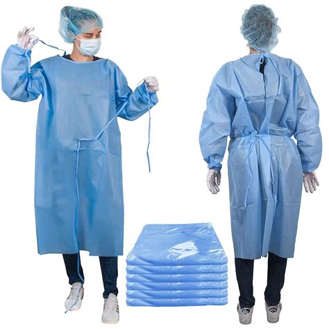 Blue Disposable Isolation Gowns Waterproof Polyethylene 30 Count Xl