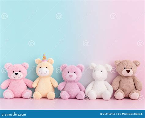 Cute Teddy Bears And Unicorn Toy Collection Stock Image Image Of Play