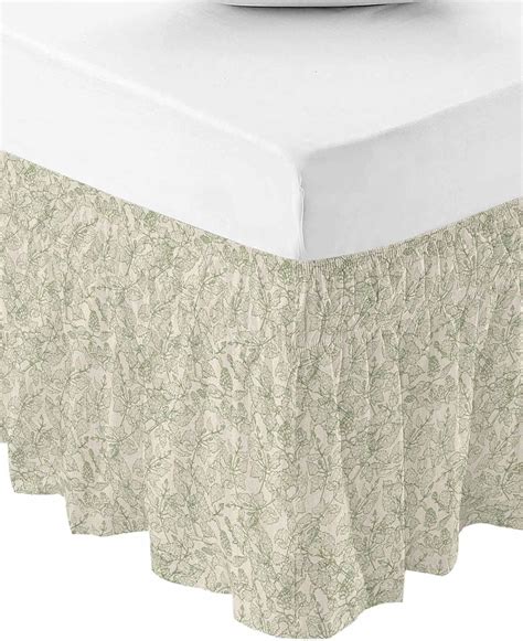 Risqiten Sage Green Floral Bed Skirt Cal King Size 18 Inch