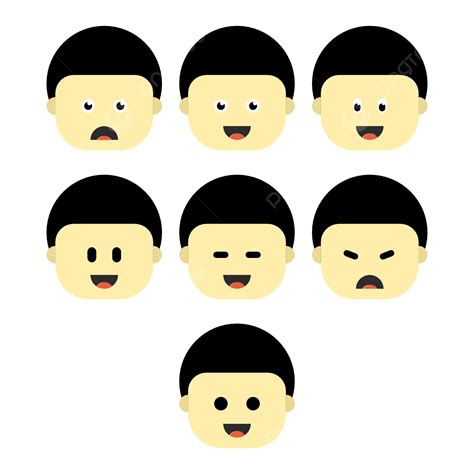 Flat Design Of Character Head With Expression Character Head Cartoon