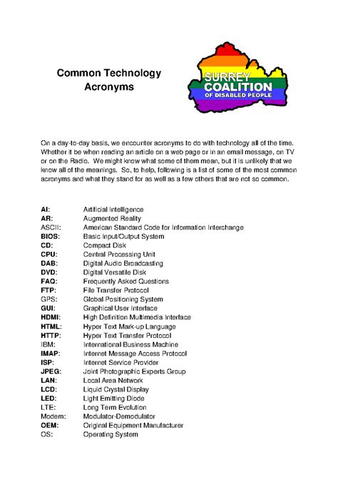 Common Technology Acronyms Common Technology Acronyms On A Day To Day