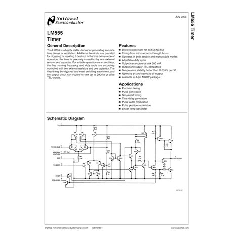Lm555 National Timer Datasheet