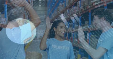 Image Of Statistics And Financial Data Processing Over Men And Woman