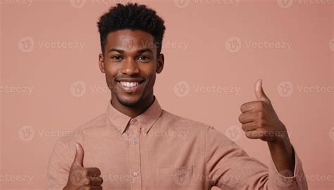 Ai Generated A Cheerful Man With A Bright Smile Makes A Thumbs Up Sign