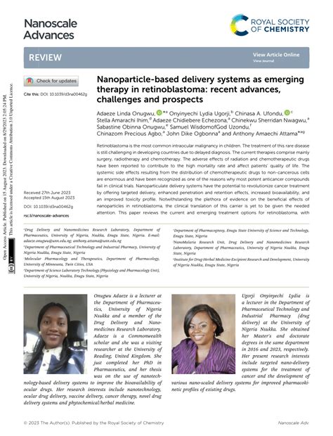 Pdf Nanoparticle Based Delivery Systems As Emerging Therapy In Retinoblastoma Recent Advances
