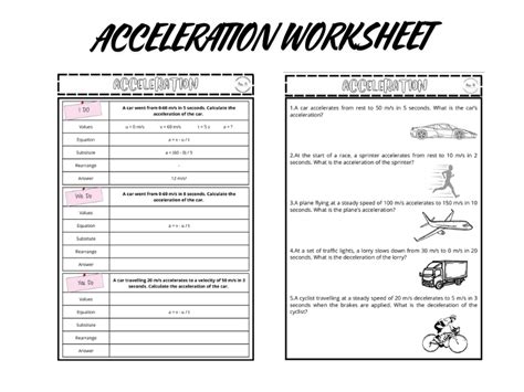Acceleration Worksheet Ks3 La Teaching Resources