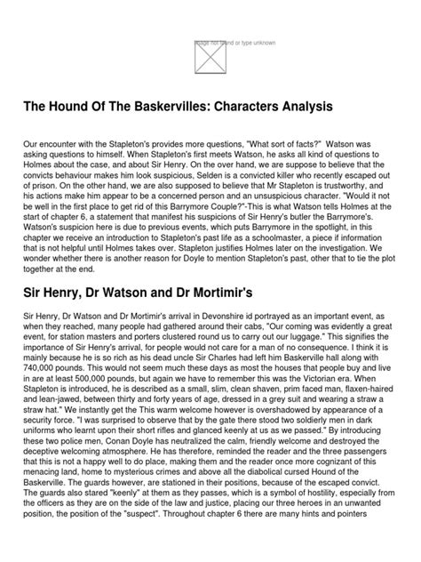 The Hound Of The Baskervilles Characters Analysis Pdf Dr Watson