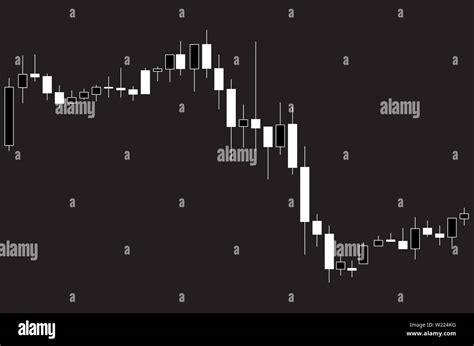 Japanese Candlestick Black And White Chart Showing Downtrend Market On