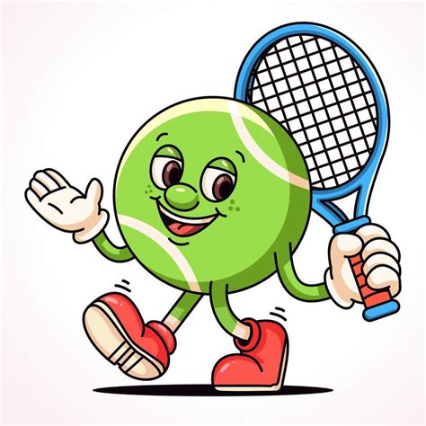 Tennis Ball Holding Tennis Racket Cartoon Mascot 43559494 Vector Art