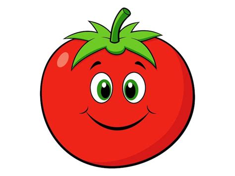 Cute Tomato With Smiling Face Vector Cartoon Illustration Premium Ai