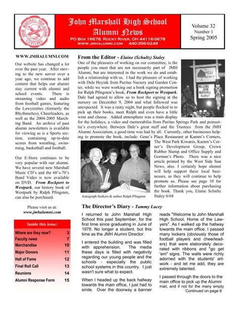 John Marshall High School Alumni News