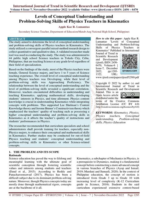 levels of conceptual understanding and problem solving skills of