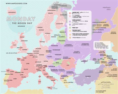 Etymology Map Of Monday Retymologymaps