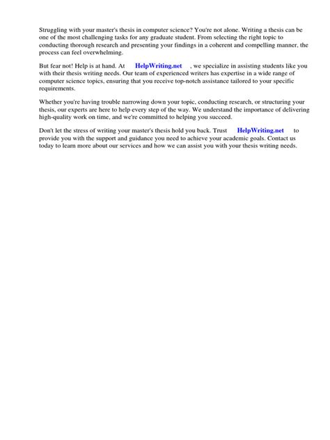 Master Thesis Topics Computer Science Download Free Pdf Thesis
