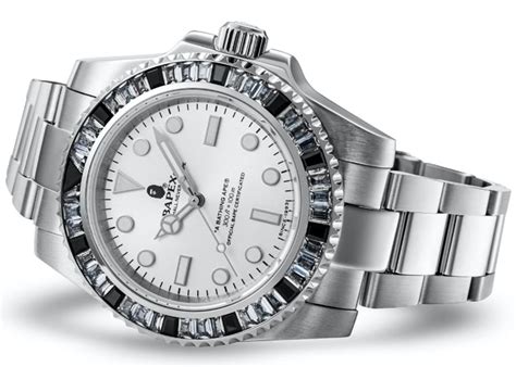 Bape Type 1 Bapex Crystal Stone Watch Silver White