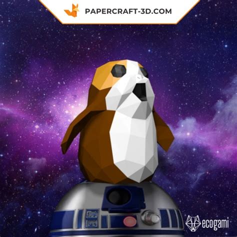 Porg Star Wars Em Origami 3d Para Exposição