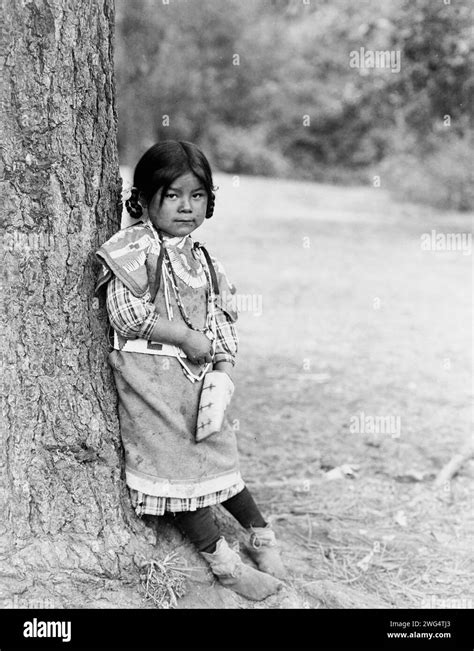 Innocence An Umatilla Girl Full Length Portrait Standing By Tree