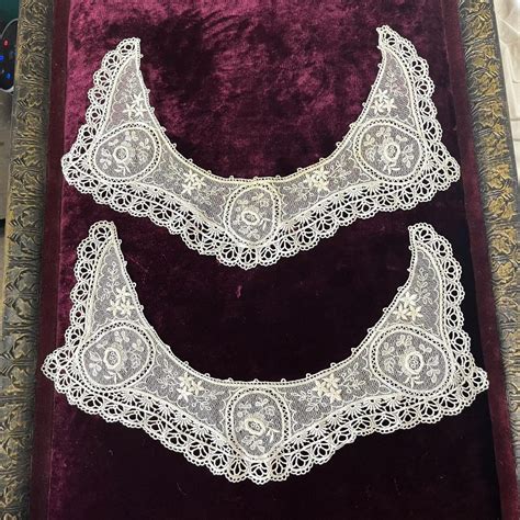 Victorian Era Handmade Lace Collars Set Of 2 White Off White Etsy