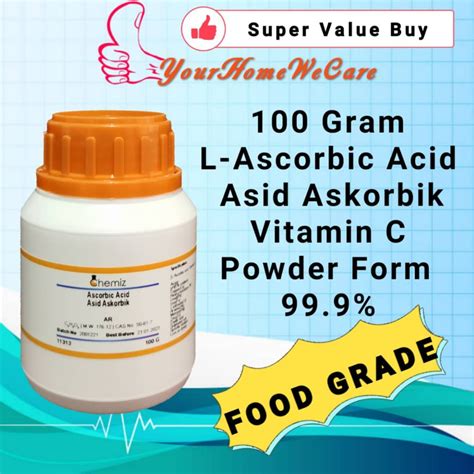 100 Gram L Ascorbic Acid Asid Askorbik Pure Vitamin C 999