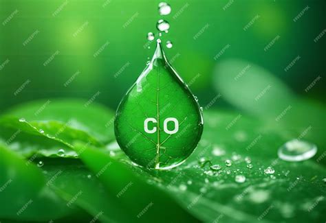 Premium Ai Image Co2 Reducing Icon On Green Leaf With Water Droplet For Decrease Co2 Carbon