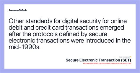 Secure Electronic Transaction Set Awesomefintech Blog