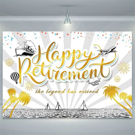 Gatherfun Happy Retirement Backdrop Banner Retirement Party Supplies
