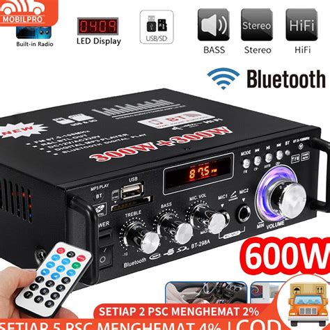 Jual Harga Spesial Bayar Di Tempat Power Amplifier Bluetooth Subwoofer 600watt Led Digital Radio
