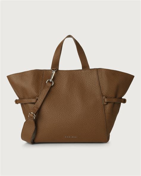 Orciani Fan Soft Medium Leather Handbag Color Caramel