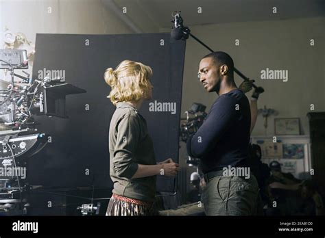 Outside The Wire From Left Emily Beecham Anthony Mackie On Set 2021 Ph Jonathan Prime