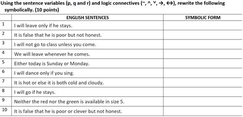 Solved 1 2 3 Using The Sentence Variables P Q And R And