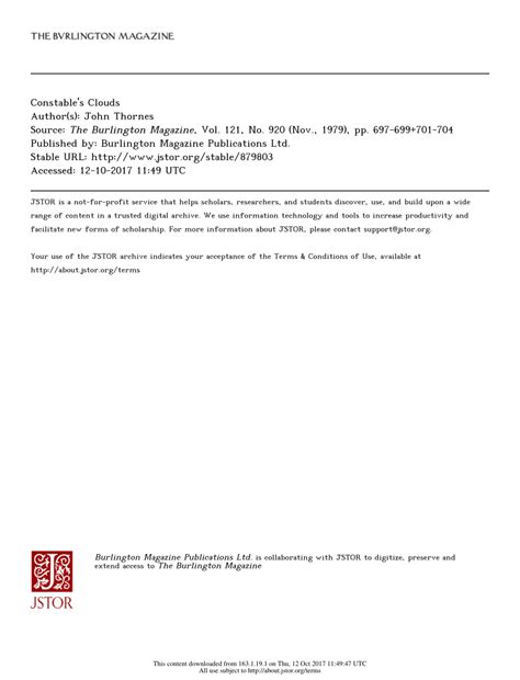 Pdf The Weather Dating Of John Constables Cloud Studies