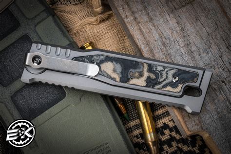 Reate Exo M Otf Knife Titaniumcamo Micarta 295 Tanto Satin