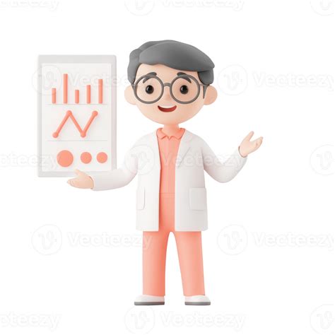 A Cheerful Scientist Presenting Data With Graphs And Charts In A Modern