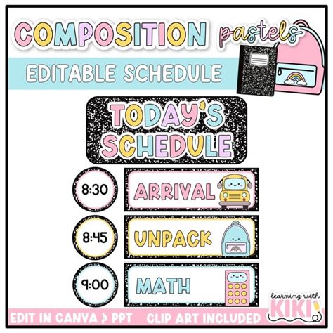 Composition Notebook Classroom Decor Classroom Schedule Visual Schedule