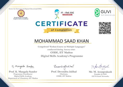 Mohammad Saad Khan On Linkedin Pythoncertification Iitmadras