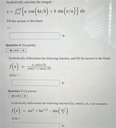Solved Symbolically Calculate The Integral