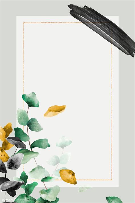 Rectangle Gold Frame With Eucalyptus Leaf Pattern Vector Premium