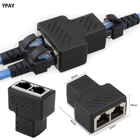 1 To 2 Ways Rj45 Female Splitter Lan Ethernet Network Cable Double Connector Adapter Ports