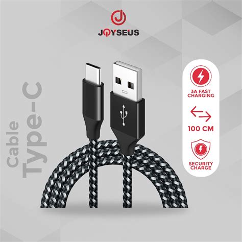 Jual Kabel Data Cable Data Type C Tipe C Usb Cm Joyseus Braided Gold Plated Plug Blue