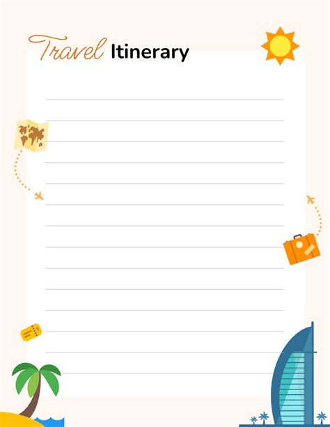 Beige And Yellow Travel Itinerary Notes Venngage