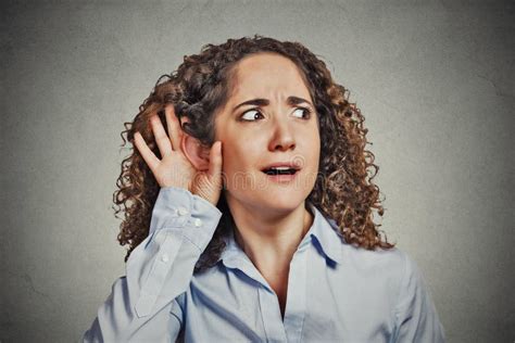 Surprised Nosy Woman Eavesdropping Stock Image Image Of Curious