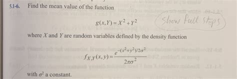 Solved Find The Mean Value Of The Function G X Y X 2
