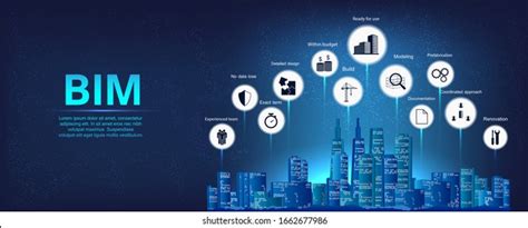 Vektor Stok Building Information Modeling Vector Illustration Bim