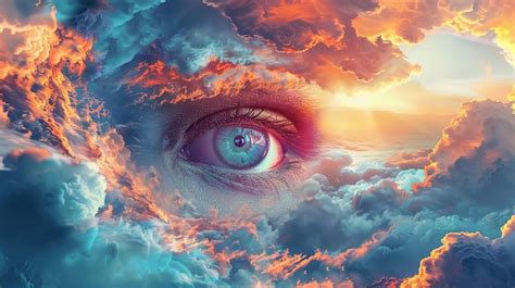 Premium Photo Surreal Sky With Vivid Clouds And Eye Watching Over A