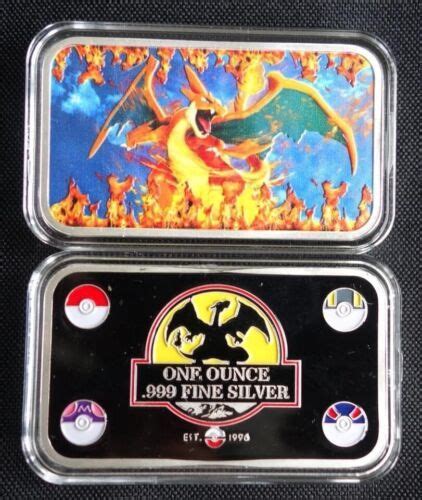 Fire Charizard Pokémon Trading Card 1 Troy Oz 999 Fine Silver Proof