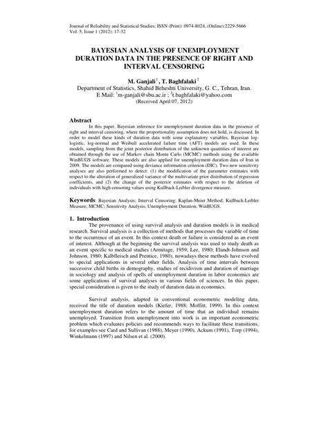 Pdf Bayesian Analysis Of Unemployment Duration Data In The Presence