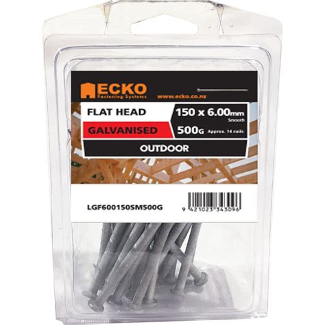 Ecko Flat Head Nails 150 X 6mm 500g Galvanised Mitre10